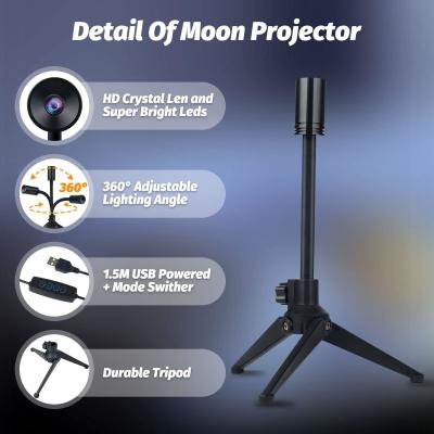 China USB Charging Moon Lamp with 3 Lighting Color  Angle Bendable Brightness Adjustable Moon Atmosphere Projector night light for sale