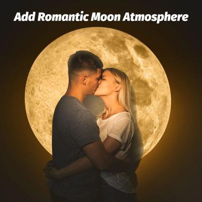 China USB Charging Moon Lamp with 3 Lighting Color  Angle Bendable Brightness Adjustable Moon Atmosphere Projector night light for sale