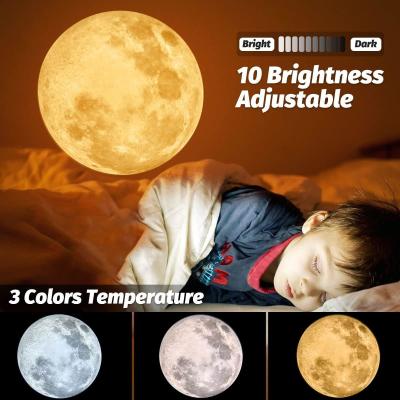 China USB Charging Moon Lamp with 3 Lighting Color  Angle Bendable Brightness Adjustable Moon Atmosphere Projector night light for sale