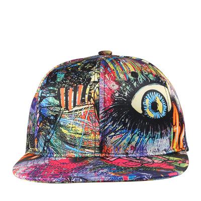 China COMMON Polyester Material Graffiti Material Mens Baseball Hat Flat Brim Snapback Cap For Women for sale
