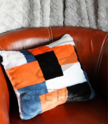 China Geometrical pattern design faux fur pillow for sale