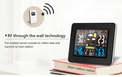 China Wireless  Sensor Indoor Outdoor Thermometer Hygrometer With Alarm Clock And Barometer for sale