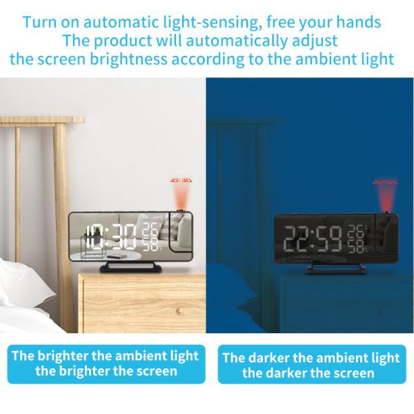 Quality Student Desktop Room Thermometer LED Projection Alarm Clock With Makeup Mirror for sale