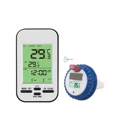 Cina 6.6*12*2.2CM Termometro digitale di superficie galleggiante senza fili alimentato ad energia solare per piscina in vendita