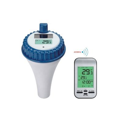 Cina 6.6*12*2.2CM Termometro digitale di superficie galleggiante senza fili alimentato ad energia solare per piscina in vendita