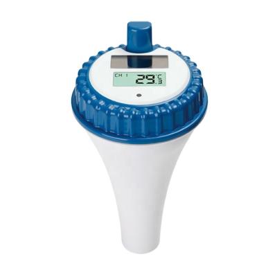 Cina 6.6*12*2.2CM Termometro digitale di superficie galleggiante senza fili alimentato ad energia solare per piscina in vendita