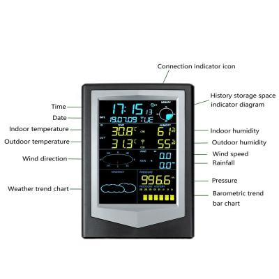 China Multifunctional Color Screen Outdoor Wireless Sensor Weather Station With Touch Backlight for sale