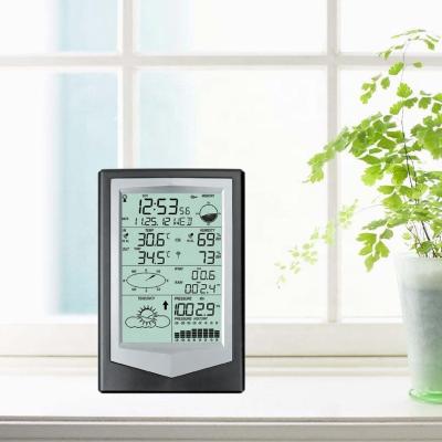 China Wireless Indoor And Outdoor Digital Thermometer Hygrometer With Solar Display Rain Clock for sale