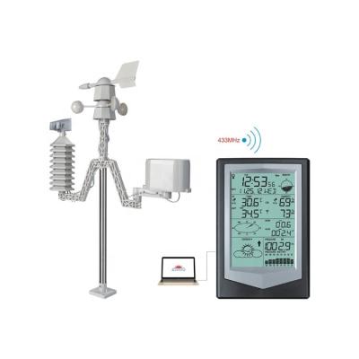 China Zwarte en zilveren kleur Professionele zonne-energie draadloze weerstation met PC-interface Te koop