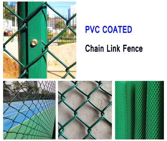 Square Satin Weave lron Playground Mesh FencingGalvanized PVC Coated Chain Link Fence