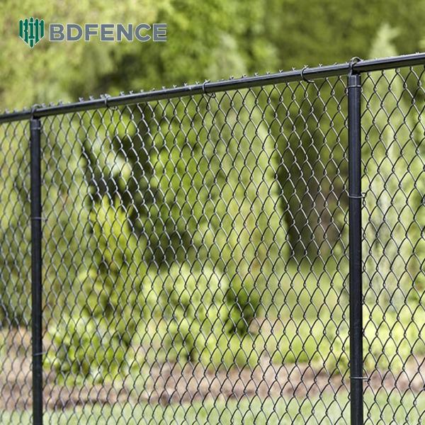 Quality 8 Ft Chain Link Fence PVC Coated Black Vinyl Cyclone Iron Wire Mesh Metal Fence for sale