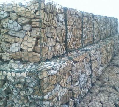 China Zinc Coating Wire Gabion Fence System Woven Stone Cage 10ft X 6ft for sale