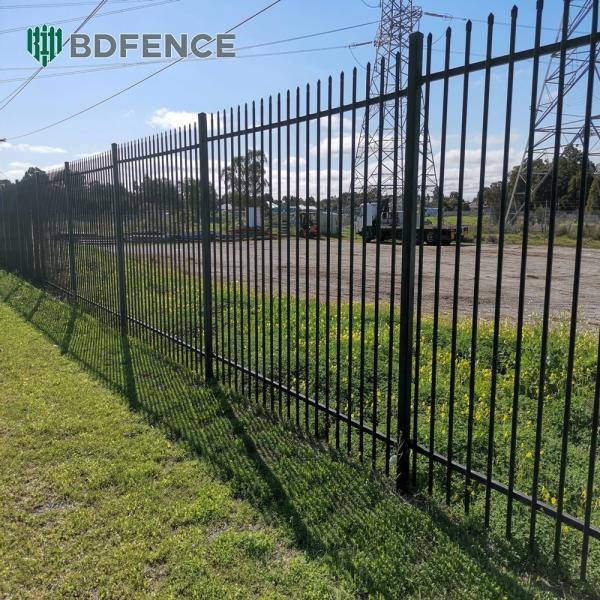 Quality 6Ftx8Ft Garden Black Metal Fences Anti Rust Galvanized Steel Fence for sale