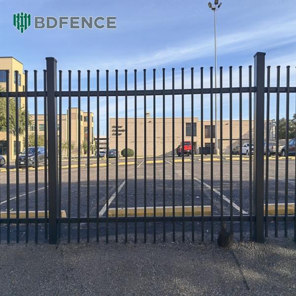 Quality Residential Metal Picket Fence Panel Black Powder Coated Square Tube Anti Rust for sale