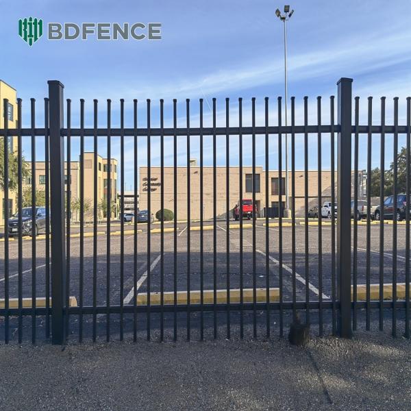 Quality Residential Metal Picket Fence Panel Black Powder Coated Square Tube Anti Rust for sale