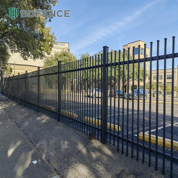 Quality Residential Metal Picket Fence Panel Black Powder Coated Square Tube Anti Rust for sale