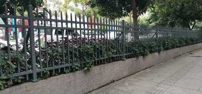 China 3m Panels Black Metal Picket Fence Powder Coated for sale