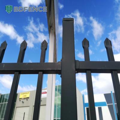 China OEM & ODM Retractable Tubular Steel & Wrought Iron Fence Commercial & Residential Safety Fencing with Heat Treated Wood for sale