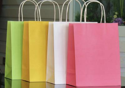 China custom biodegradable white/brown kraft paper shopping bags with twisted handle packing for shoe for sale