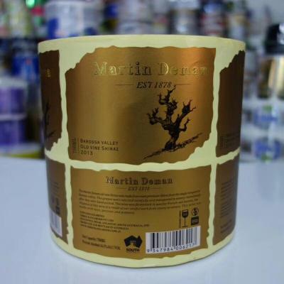 China custom waterproof gold hot stamping wine sticker cheap gold hot stamping wine sticker for sale