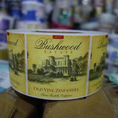 China custom front adhesive paper wine fruit juice stickers for bottle packaging,cheap custom aluminum bottle label printing for sale
