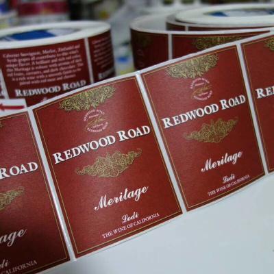 China waterproof self adhesive pvc sticker for red wine lables,custom printing waterproof self adhesive wine lables for sale