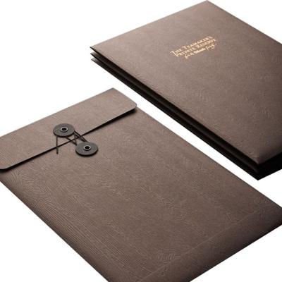 China custom high quality luxury black a4 string document envelope，cheap string document envelope for sale