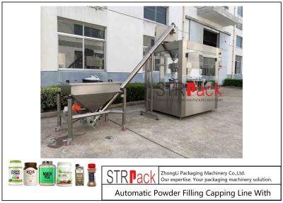 China Automatic Powder Filling Capping Line With Auger Dosing Filler For Bottles Jars for sale