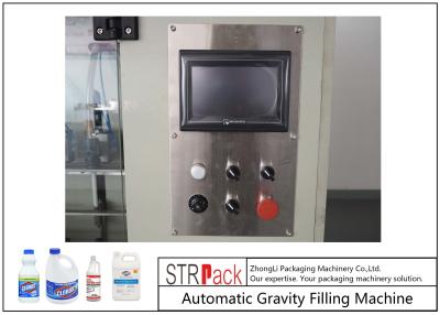 China Automatic Gravity Bottle Filling Machine For Toilet Cleaner / Corrosive Liquid 500ml-1L for sale