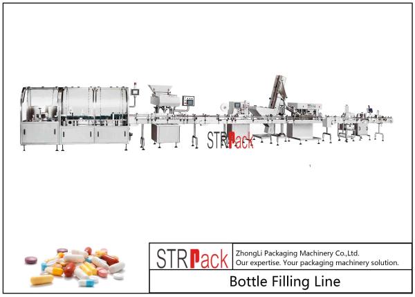 Tablet Capsule Bottle Filling Line With Counted Machine And Cotton Inserting Machine