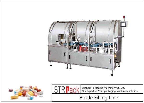 Tablet Capsule Bottle Filling Line With Counted Machine And Cotton Inserting Machine