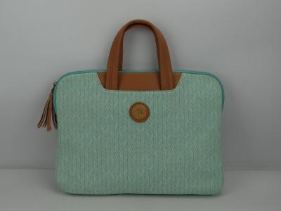 China 2018 Top Selling Print Wave Check Pattern Computer Bag 14 Inch Laptop Bags in Mint Green Color Customized Logo for Women for sale
