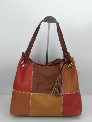 China Wholesale Large Patch Work Leisure Handbag with Fringe Decoration Double Handle Shoulder Bag Assorted Color 32*12*26CM for sale