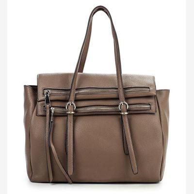 China Top Selling Vintage Ladies Bag Top Folded Zip Pocket Design 2 Pockets Handbag Tassel zipper Puller Shopper Bag in Camel for sale