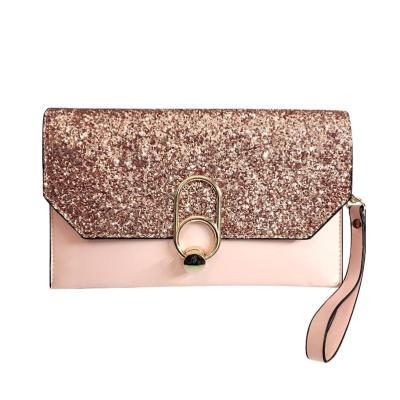 China Fashion Style Ladies Carry Bag Glitter Clutch Bag with Big Lock Decoration Double Bags in On for Ladies Shoulder Bag for sale