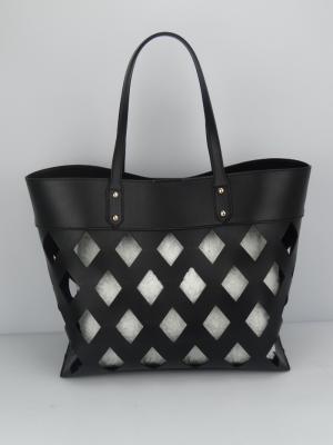 China Top Selling Check Shoulder Bag Lady Laser Cutting Tote Bag in Black 35*12*26 CM 2 handles Fashion Design with baby bag for sale