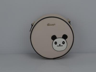 China New 2018 Women's Circle Purse Cream Faux Leather Mini Round Shoulder Cross body Bags Cute Bear Children Bag for girls for sale