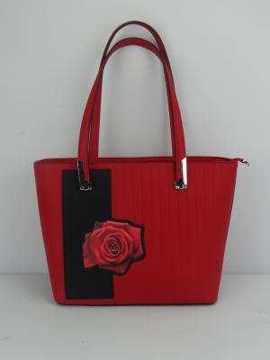 China Wholesale Best Selling Handmade Women Soft Rose Red Leather Tote Bag For Ladies With Tassel embossed check bag in Red for sale
