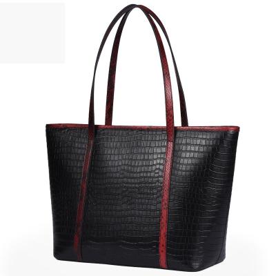 China 2018 New arrival color matching mom bag large diaper bags black and red crocodile baby bag 32*12*27 cm lady hobo bag for sale