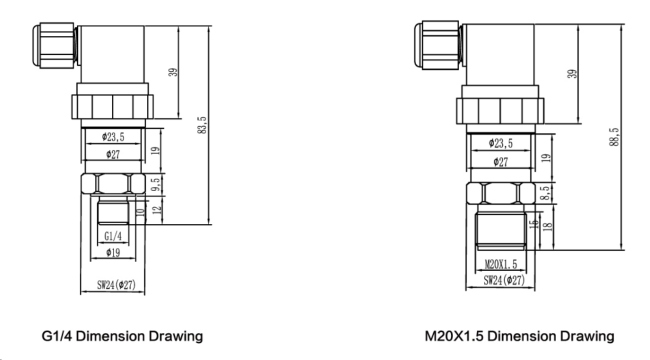 FD80D Compact Pressure Transmitter technical drawing and specifications