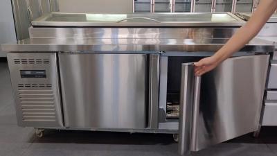 China 2 Doors Desktop Salad Bar Refrigerator with Double-temperature  2~8℃/-6~-15℃ for sale