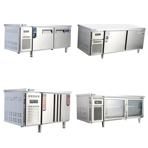 Quality Custom Design 450L Stainless Steel Glass Door Workbench Refrigerator for Multi-climate for sale