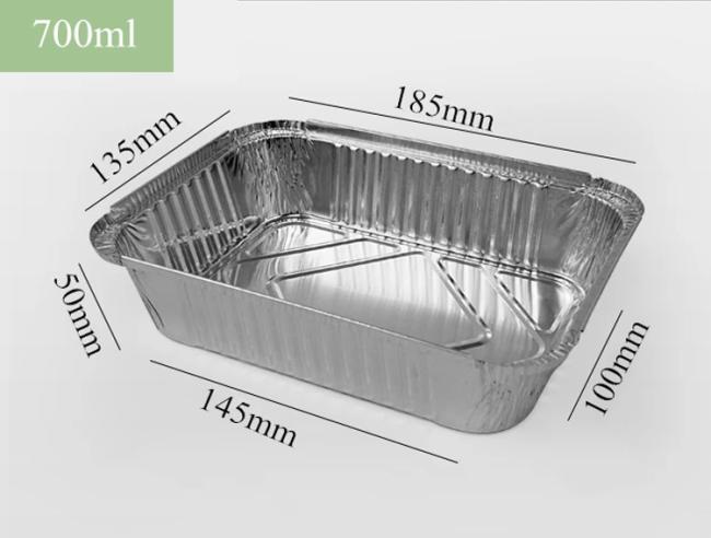 Aluminum food container close-up view