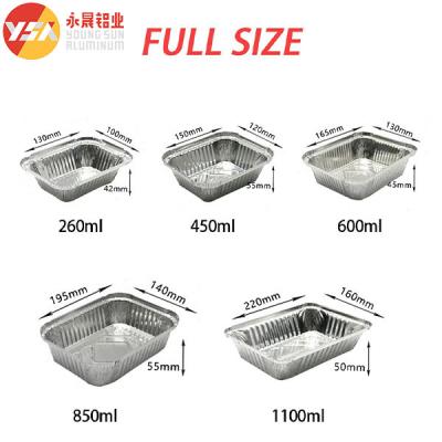 China Aluminium uithaalcontainers 450 ml 500 ml 750 ml folie tin trays Aluminium om te gaan containers Te koop