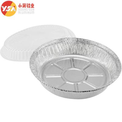 China 7 Inch Foil Pans With Lids Round Foil Trays Pizza Pie Pan With Clear Lid for sale