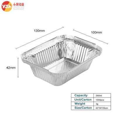 Cina 300 ml Panna monouso in foglio di alluminio rettangolare per la consegna a domicilio Imballaggi alimentari Contenitore in foglio di latta con coperchio in vendita