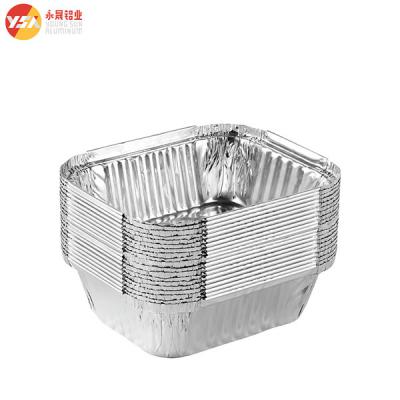 Cina 300 ml Panna monouso in foglio di alluminio rettangolare per la consegna a domicilio Imballaggi alimentari Contenitore in foglio di latta con coperchio in vendita
