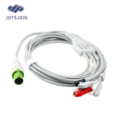 China Hellige 10pin 5 lead clip ECG cable and leadwires ,AHA TPU material patient cable for ecg machine for sale