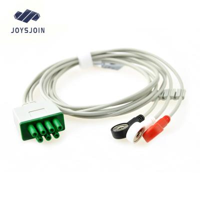 China compatible M&B MB800  holter 3-lead snap wires  ,AHA TPU material patient cable for ecg machine for sale