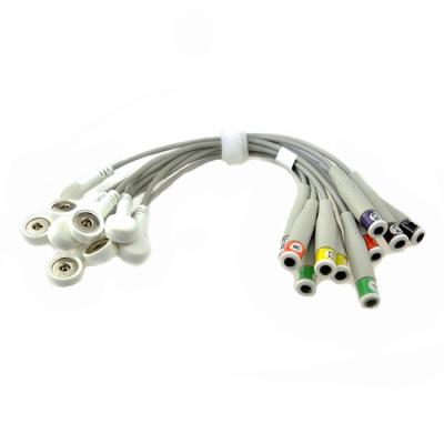 China Compatible 10 lead ekg adapter cable leaders for banana 4.0 and din 3.0, snap and clip types for sale